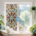 Abstract Flower Window Privacy Film, Retro Red Brown Flower Ethnic ...
