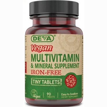 Deva Vegan High Potency Multivitamin & Mineral Supplement, Daily Iron ...