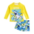 Boys Beach Style 2 Piece Long Sleeve Shark Letter Print Rash Guard Set ...
