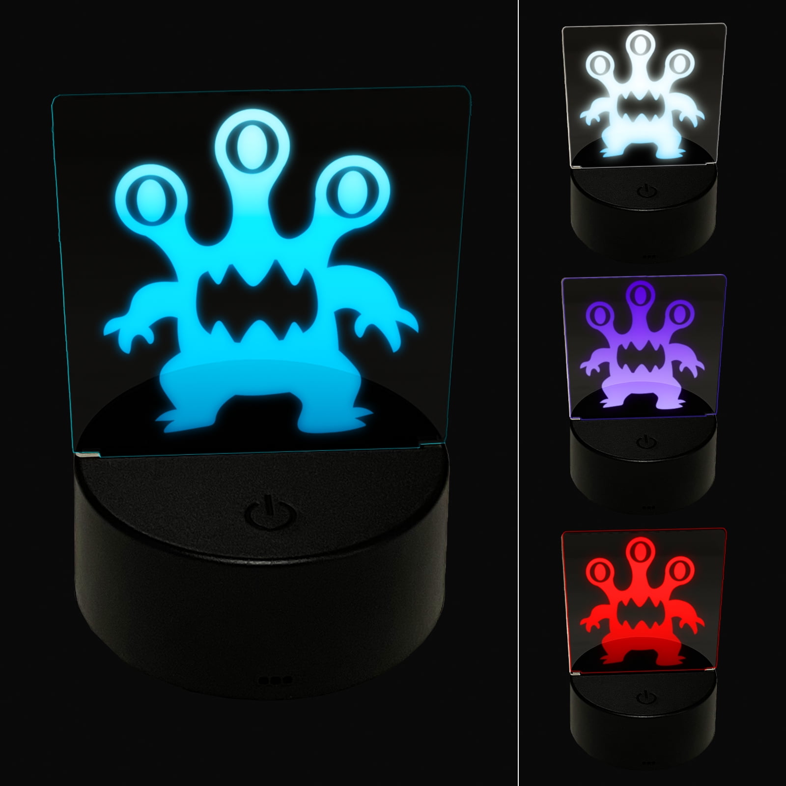 Three Eyed Alien Monster LED Night Light Sign 3D Illusion Desk ...
