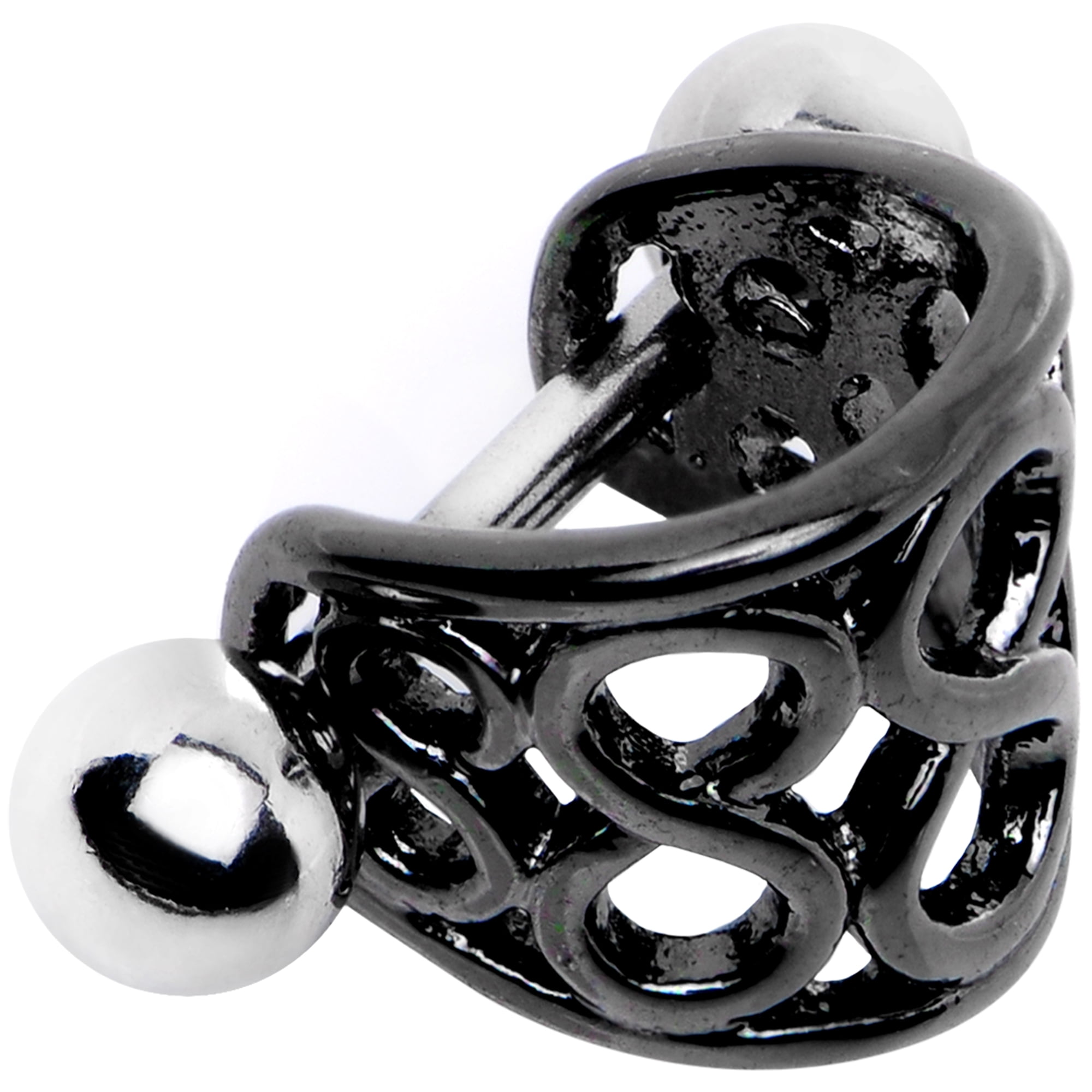 Body Candy Stainless Steel Barbell Black Band Infinity Pierced Ear Cuff ...