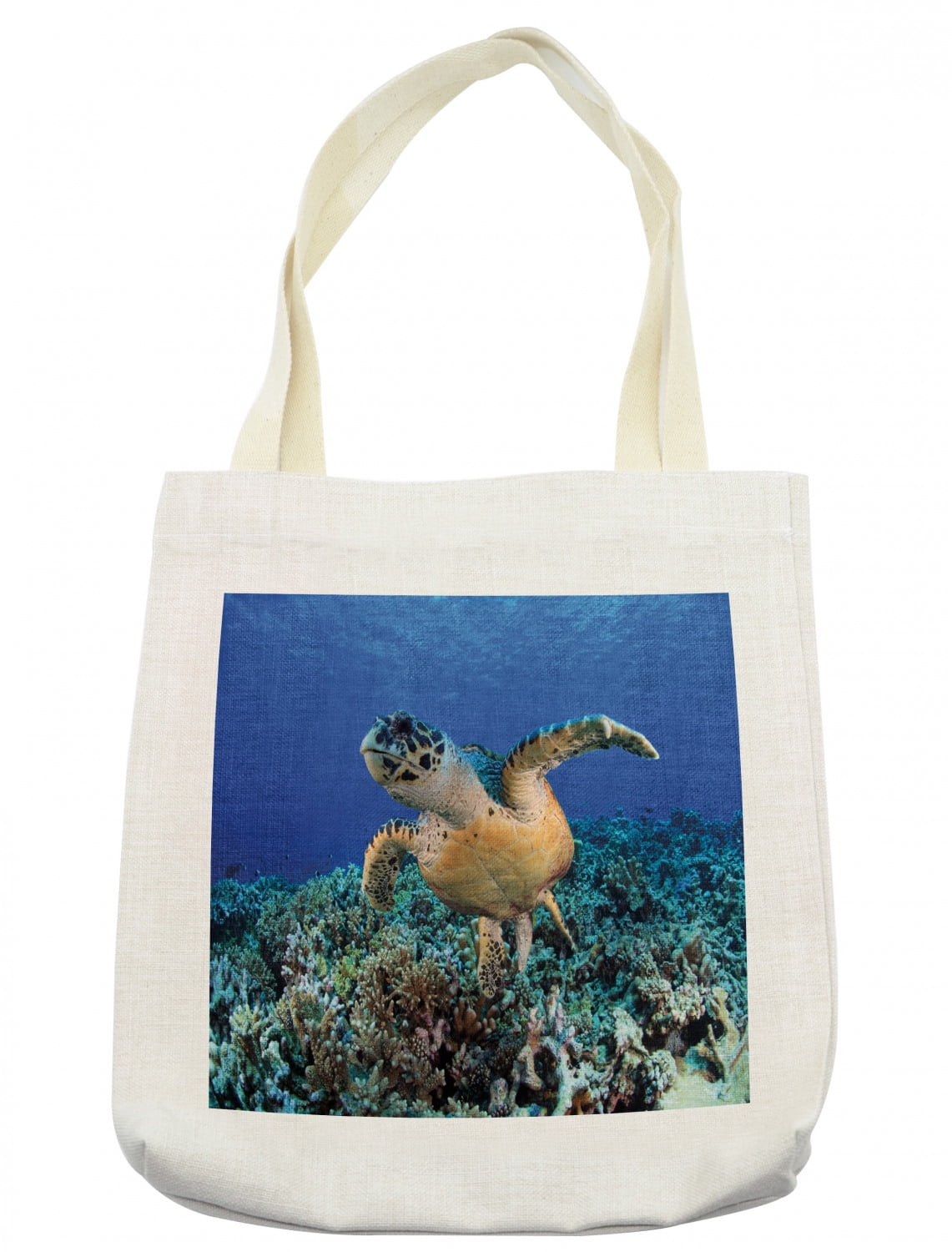 Turtle Tote Bag, Cheloniidae in Deep Blue Ocean Aquatic Endangered ...