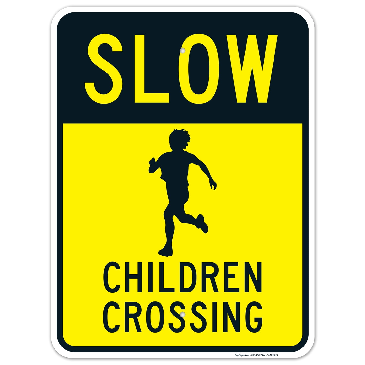 Slow Children Crossing Sign, Traffic Sign, 18x24 Aluminum - Walmart.com