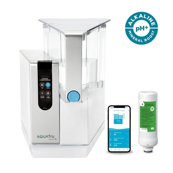 AquaTru Alkaline Countertop Water Filtration Purifier for Home with 4 ...