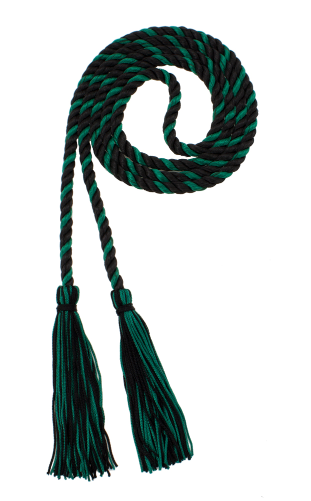Graduation Honor Cord - BLACK / DKGREEN - Every School Color Available ...
