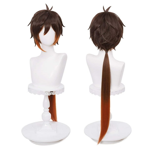 Peluca Marrón Wiggy Mermaid SL para Disfraz de Cosplay de Zhongli ...