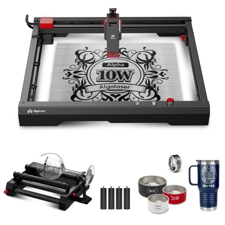 Algo Alpha Engraver with Rotary Roller&Raiser, 10W Engraving Machine ...