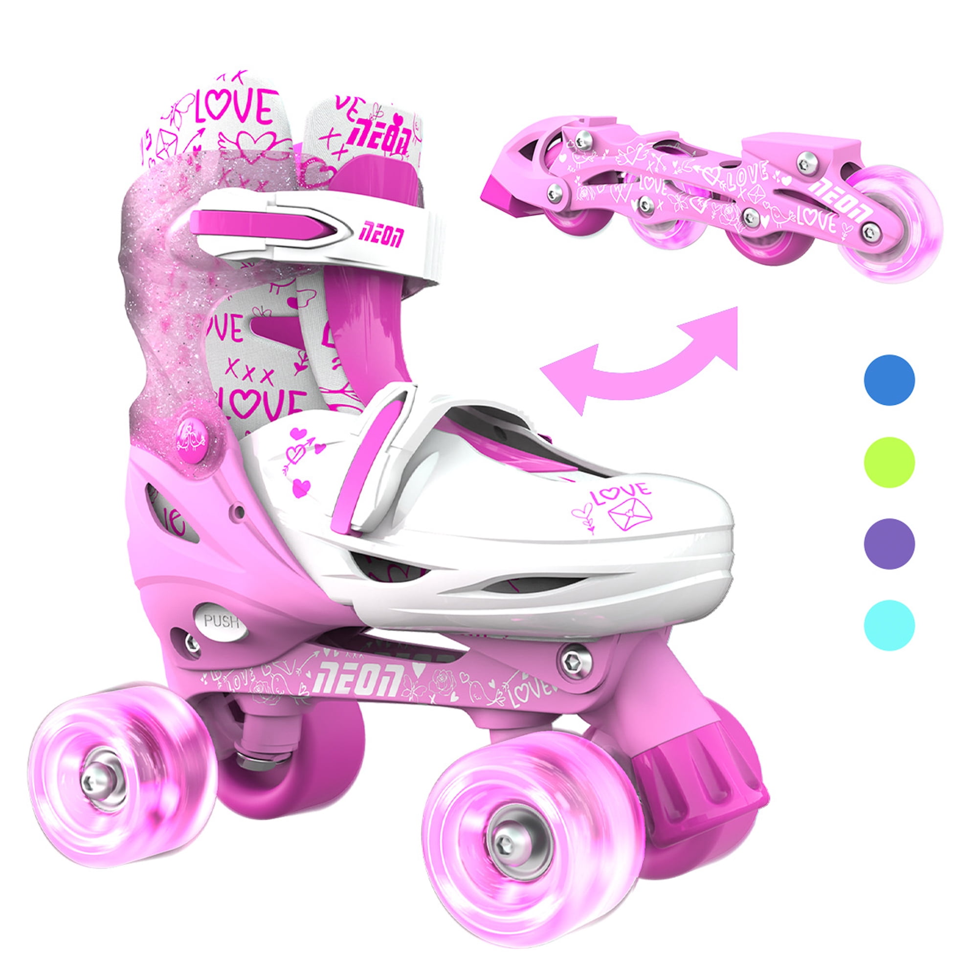 Neon Combo 2-in-1 Child Skates Inline and Quad - Girls, Size 12-2 ...