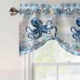 Blue Octopus Coastal Tie Up Valance Curtains Summer Starfish Beach ...