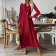 Aellinatey Women's long cotton and linen dress, casual long-sleeved ...
