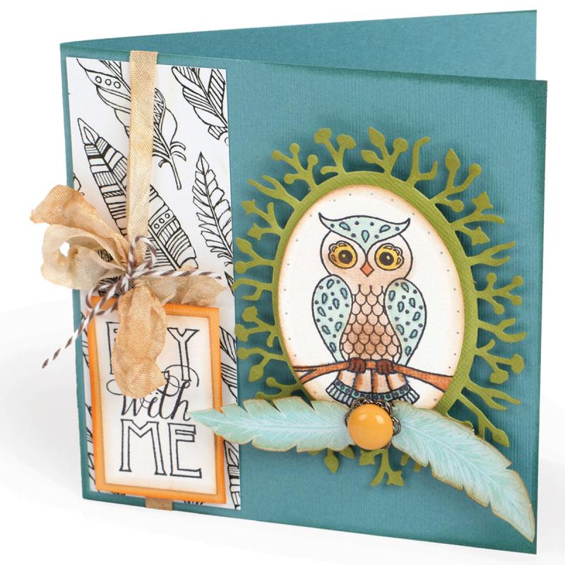 Sizzix Clear Stamps By Jen Long-owl & Feathers - Walmart.com