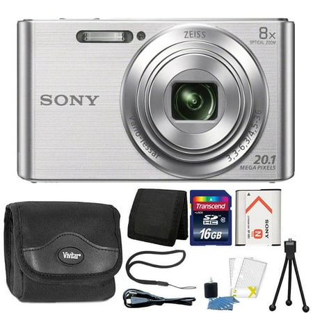 Sony DSC-W830 20.1MP Point and Shoot Digital Camera (Silver) + 16GB ...