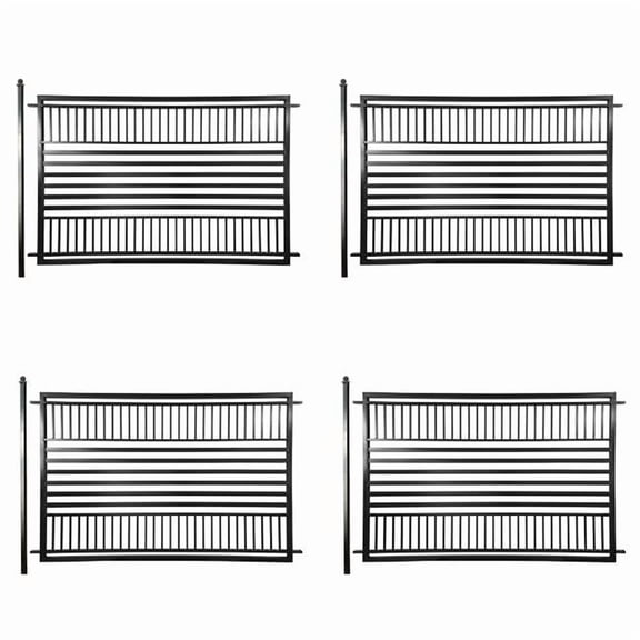 ALEKO Yard Garden Milan Style Steel 2 Fence Black Panels 8 x 5 ft each ...