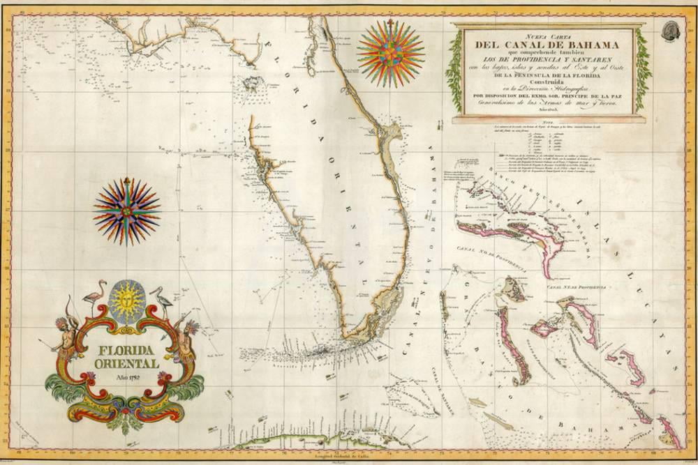 Spanish Map of Florida and the Bahamas, 1805, Unframed Giclee Print ...