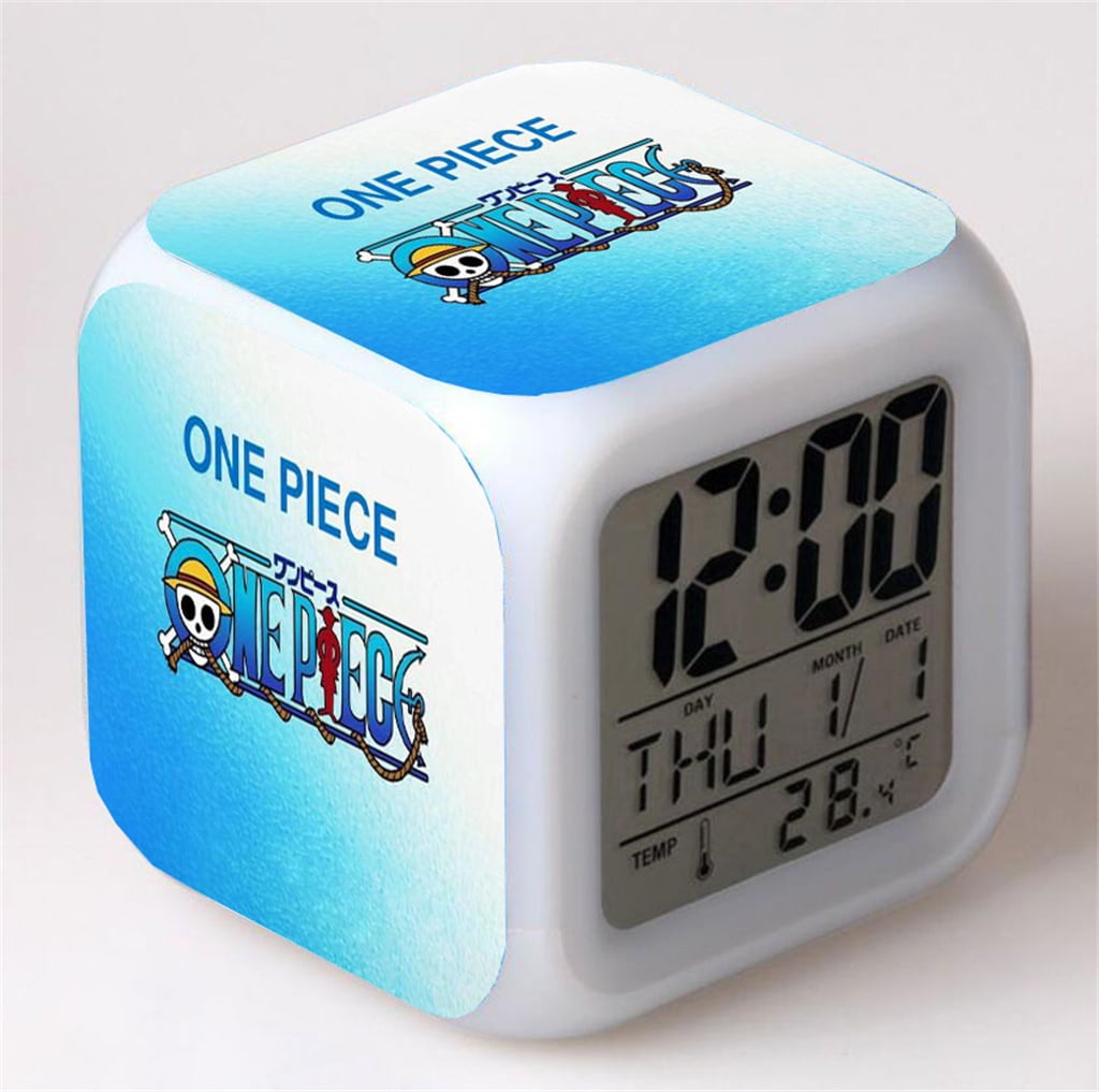 Anime One Piece Alarm Clock Luffy Zoro Sanji Action Figure 3D Manga LED ...