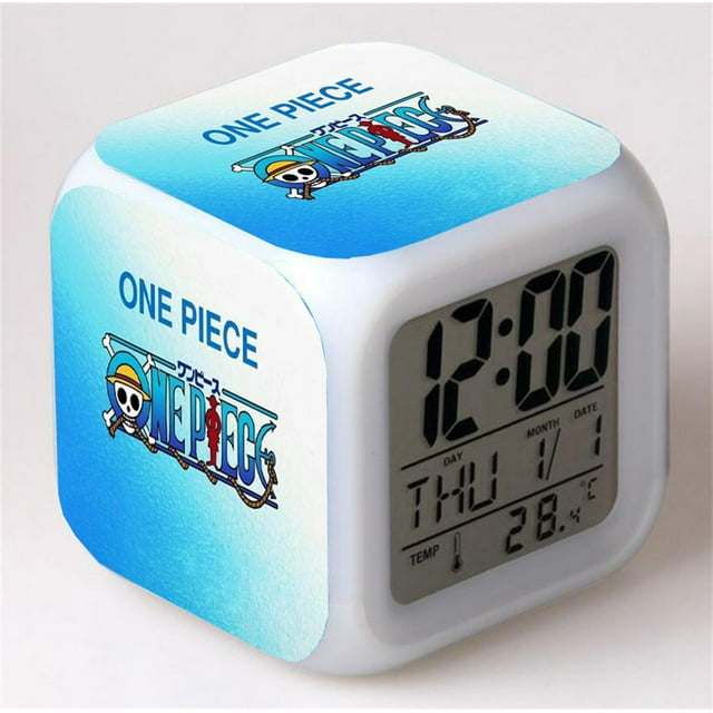 Anime One Piece Alarm Clock Luffy Zoro Sanji Action Figure 3D Manga LED ...