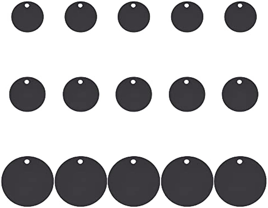 15Pcs 3 Sizes Aluminum Stamping Blanks Tags Black Flat Round Tags ...