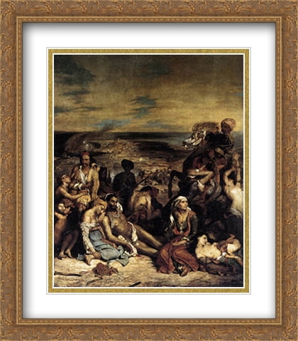 The Massacre at Chios 2x Matted 28x32 Large Gold Ornate Framed Art ...