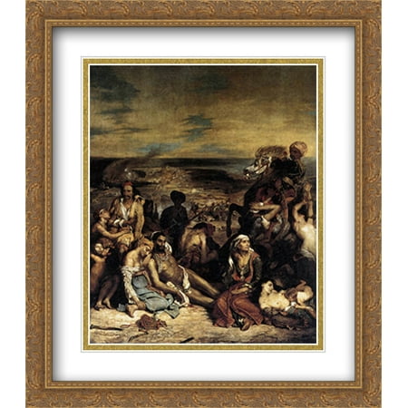 The Massacre at Chios 2x Matted 28x32 Large Gold Ornate Framed Art ...