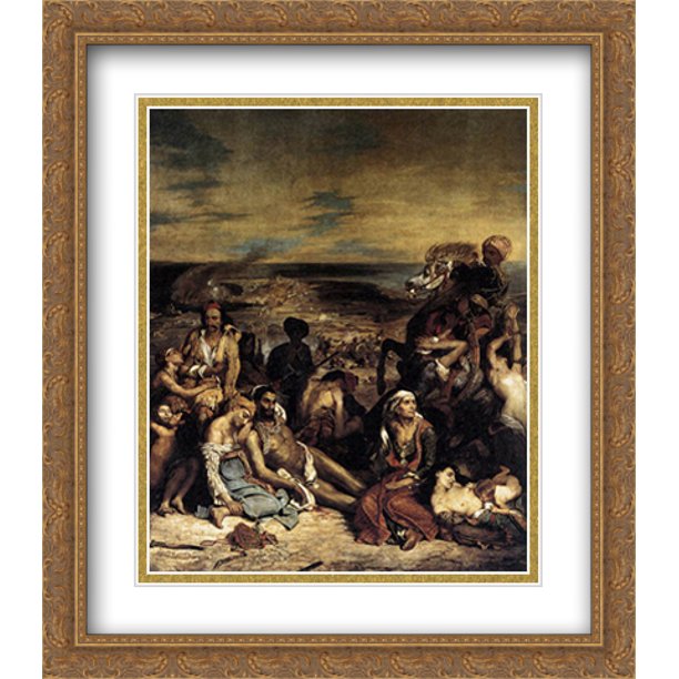 The Massacre at Chios 2x Matted 28x32 Large Gold Ornate Framed Art ...