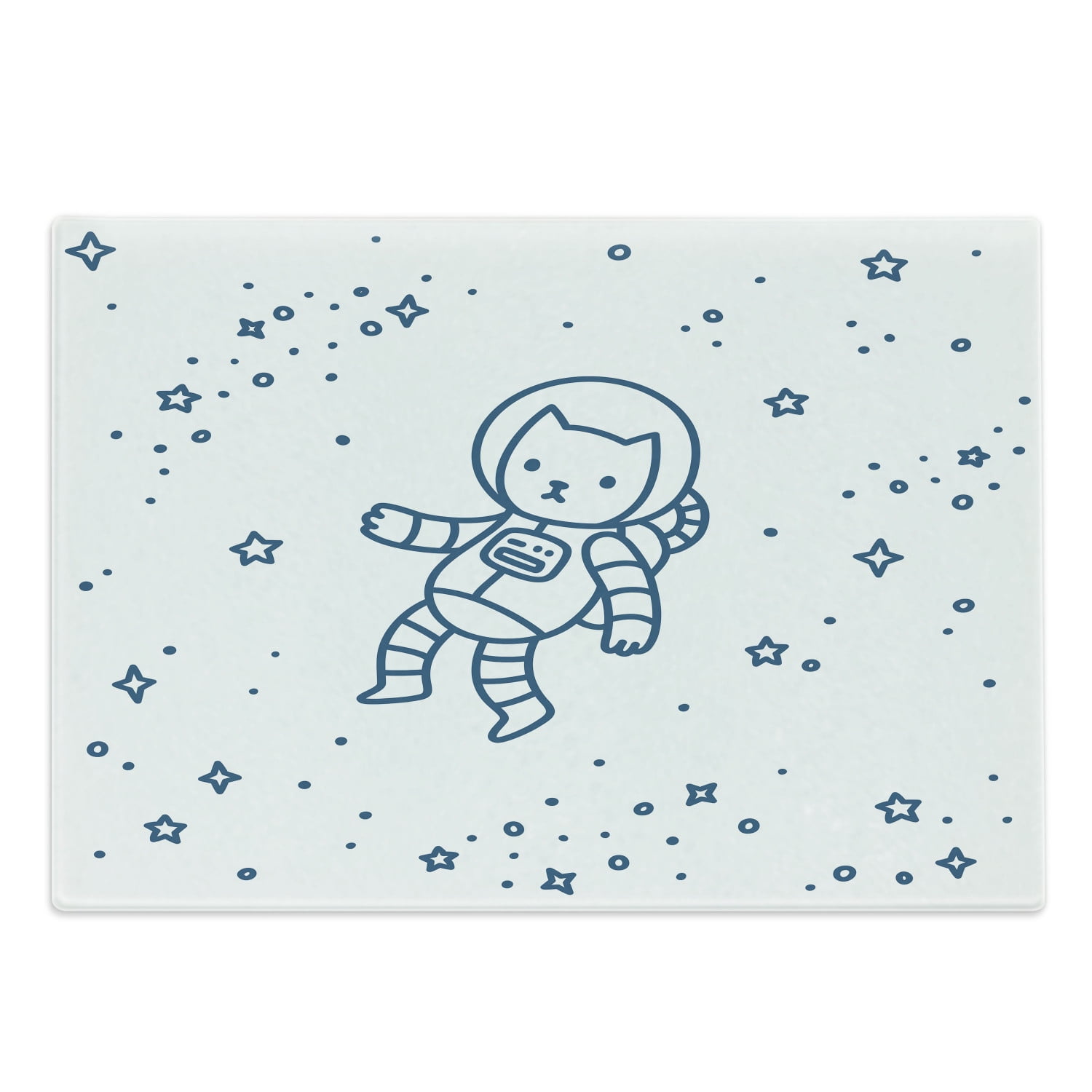 Cat Cutting Board, Cartoon Astronaut Pioneer Cat Flying in Outer Space ...