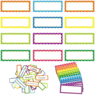 Magnetic Labels Dry Erase Name Tags 1x3"-60 Pieces,Write On Magnets for ...