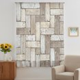 Brown Beige Wood Grain Sheer Curtains 84 Inches Long for Living Room ...