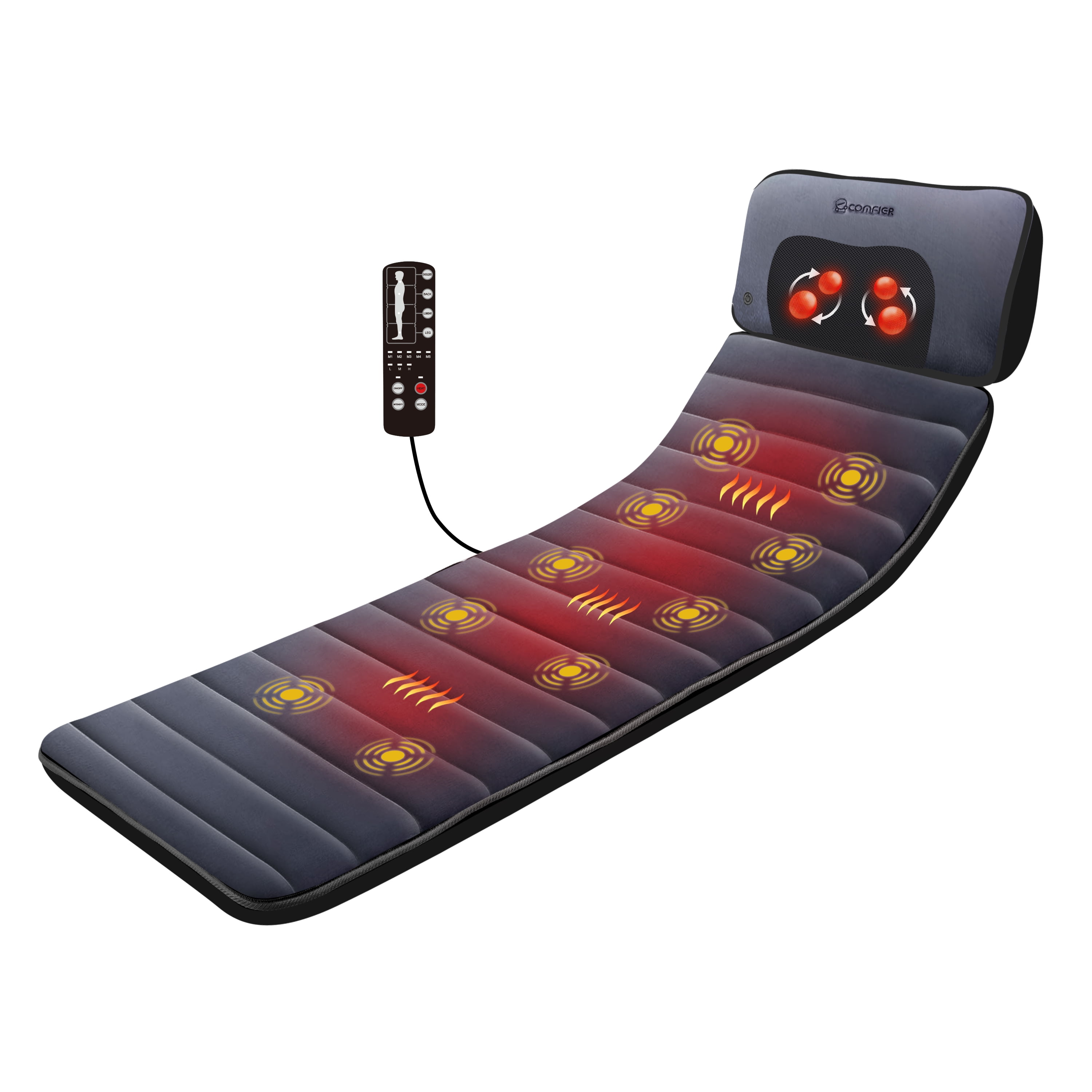 Comfier Full Body &Back Massage Mat with Heat,Detachable Shiatsu Neck ...