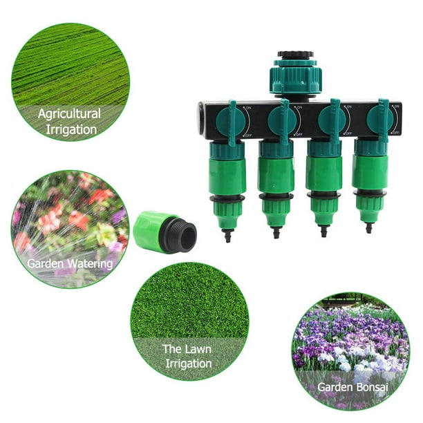 TB&W Garden Drip Irrigation 4 Way Tap Hose Pipe Splitter (with Quick ...