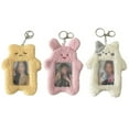 Cute Photocard Holder Keychain Cartoon Cat Rabbit Photo Sleeve ID Bank ...