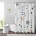 Watercolor Floral Shower Curtain Sets Blue Beige Flowers Bathroom