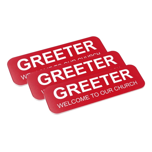 Greeter Welcome To Our Church 1 x 3" Name Tag, Red (3 Pack) - Walmart.com