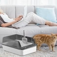 Cat Litter Tray Open Top High Sides Semi Enclosed Space Saving Sturdy ...
