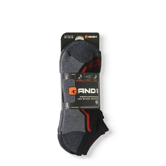 AND1 - Men's Performance No Show Socks, 6 Pack - Walmart.com