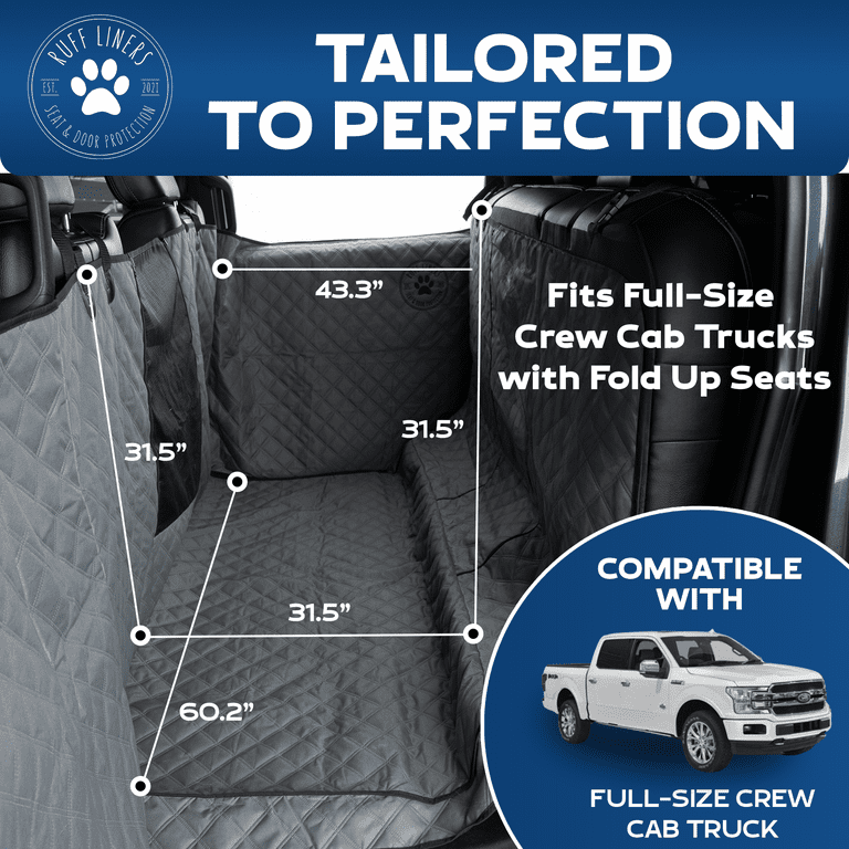 Dog Hammock for Truck with Fold Up Seats Crew Cab Size Floor Cover with Door Protection Wateproof Truck Dog Seat Cover Back Seat with Door