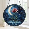 Moonlit Blue Rose Stained Glass Window Suncatcher – Floral Art ...
