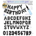 16" Mylar Foil Happy Birthday Balloon Banner Black Letters Party Decor ...