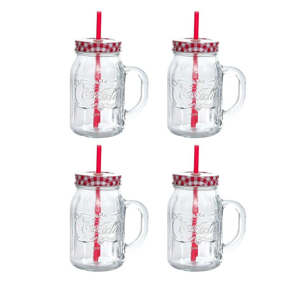 Coca-Cola Country Classic 4 pc 20 oz Mason Jar W/Lid & Straw - Clear ...