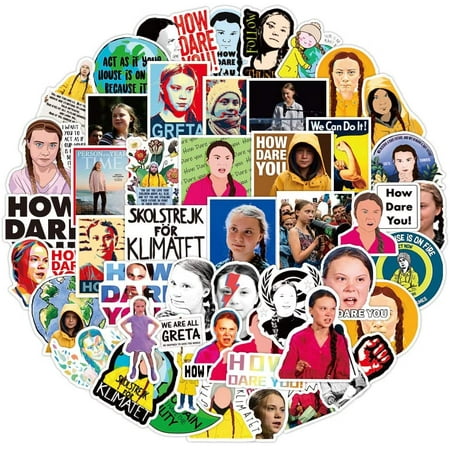 50pcs How Dare You Stickers, Greta Thunberg Funny Vinyl Waterproof ...