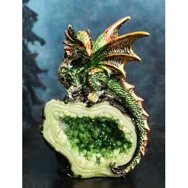 Baby Silver Dragon in Egg with Gem Fantasy Figurine April Birthstone ...