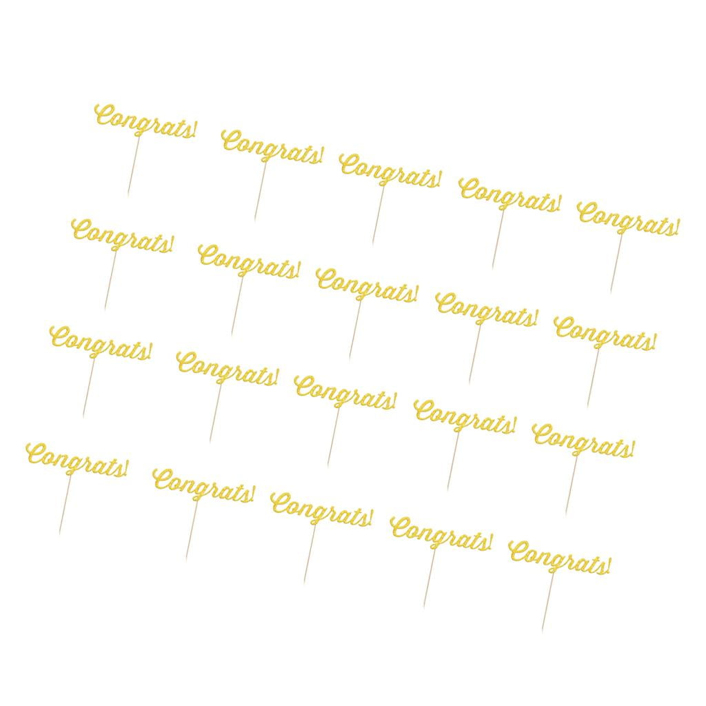 20x Congrats Congratulations Graduation Party Cupcake Dessert Picks ...