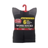 Wrangler Men's Cushion Crew Socks, Large Work Socks for Men, Black, 6 ...