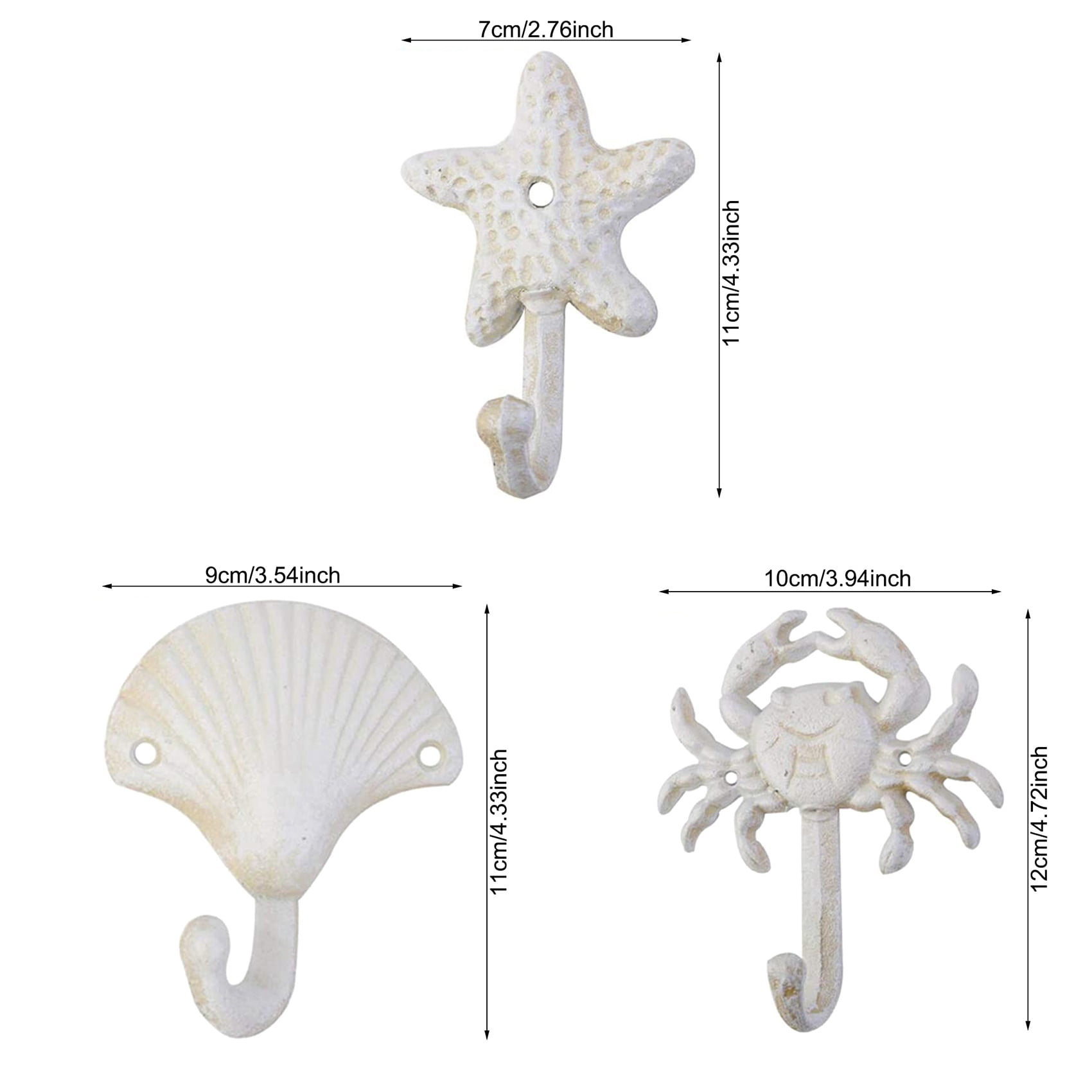 Click here for Unbranded Set Of 3 Starfish Seashell Crab Cast Iro... prices