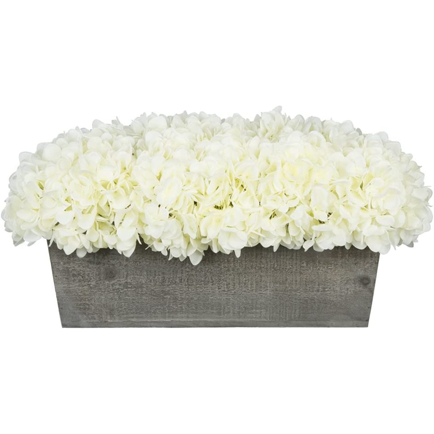 Bilot Artificial Hydrangeas in Grey-Washed Wood Ledge (White) - Walmart.com