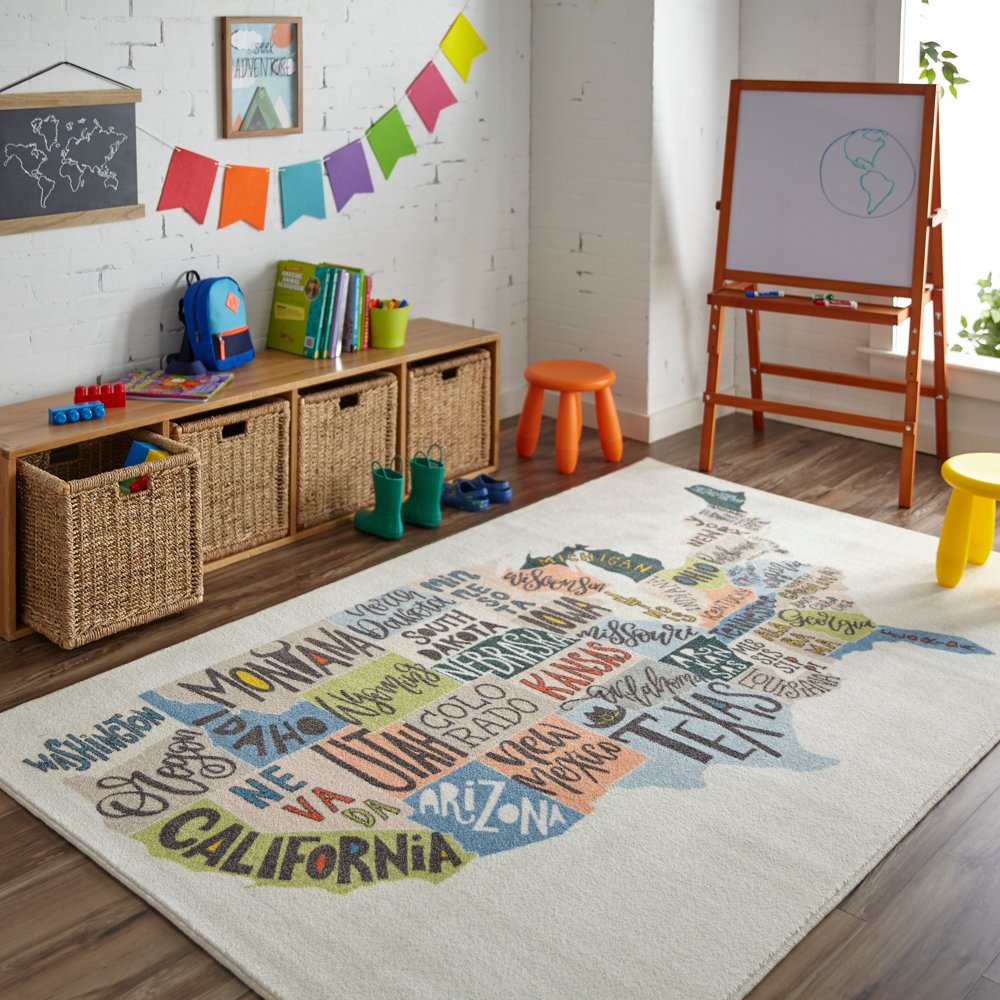 Mohawk Home Prismatic States Map Multi Transitional Theme Kids ...