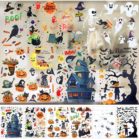 Halloween Window Sticker , 6 Sheet Halloween Window Cling Sticker Scary ...