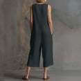 ATOYSOY Womens Sleeveless Button Up Cropped Jumpsuit Solid Color Comfy ...