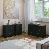 Kappesberg Liden Modern 3-Piece Black Bedroom Set with 50" W Dresser ...