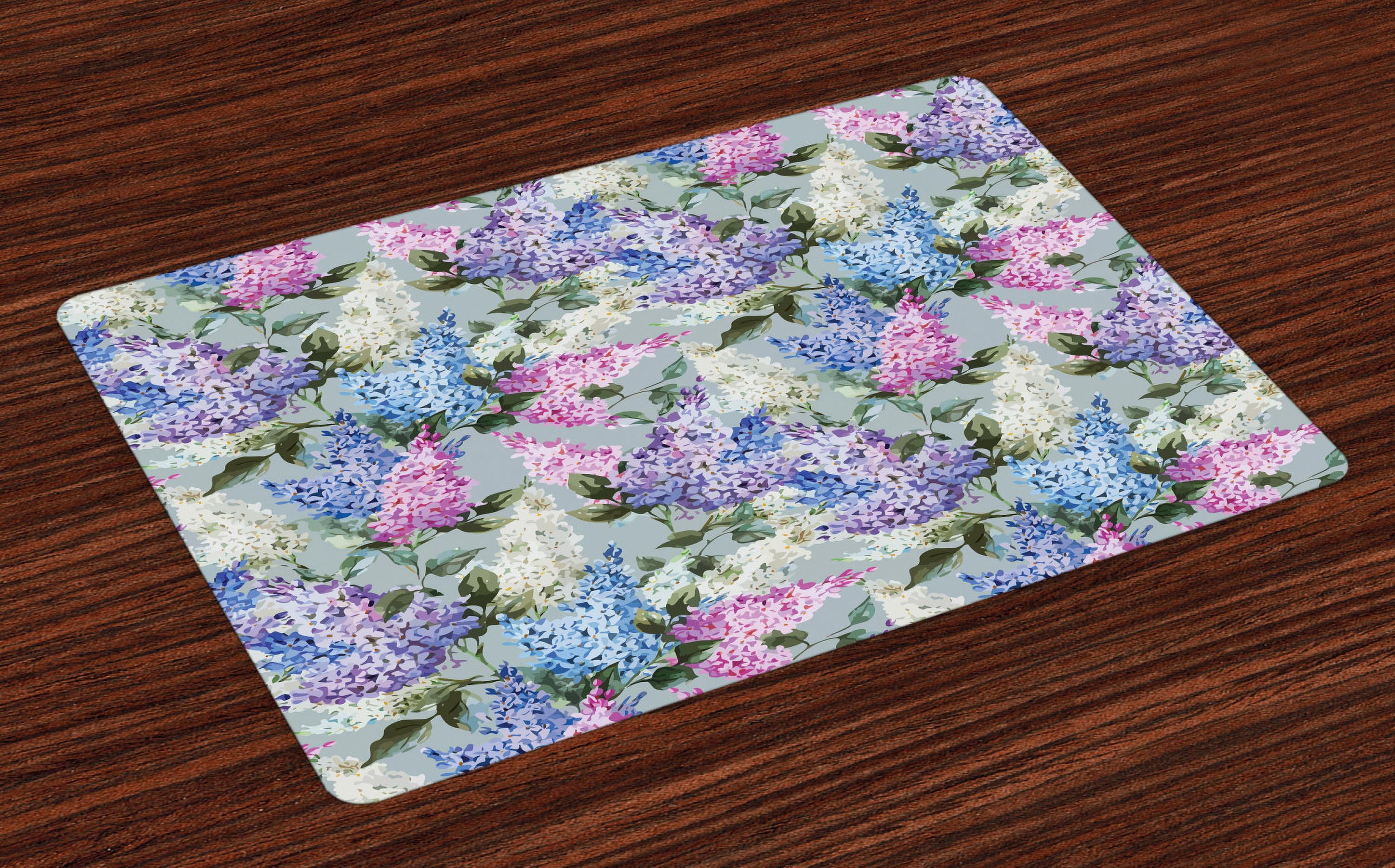 Ambesonne Mauve Place Mats Set of 4, Floral Garden and Leaf, Standard ...