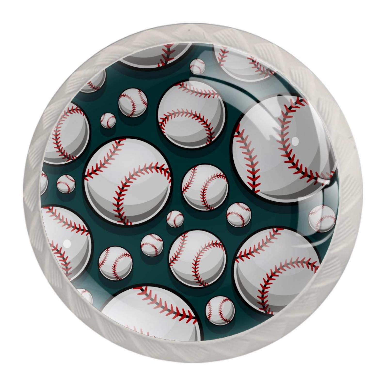 4 Pcs Baseball Knobs for Kitchen Cabinet Cupboard Dresser Bookcase ...